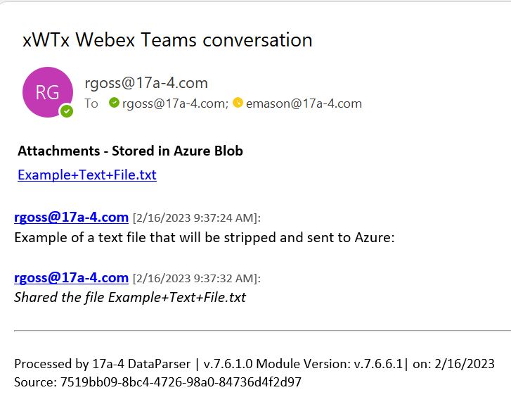 Azure Blob DataParser - 17a-4 LLC - Microsoft's Azure - WORM Storage
